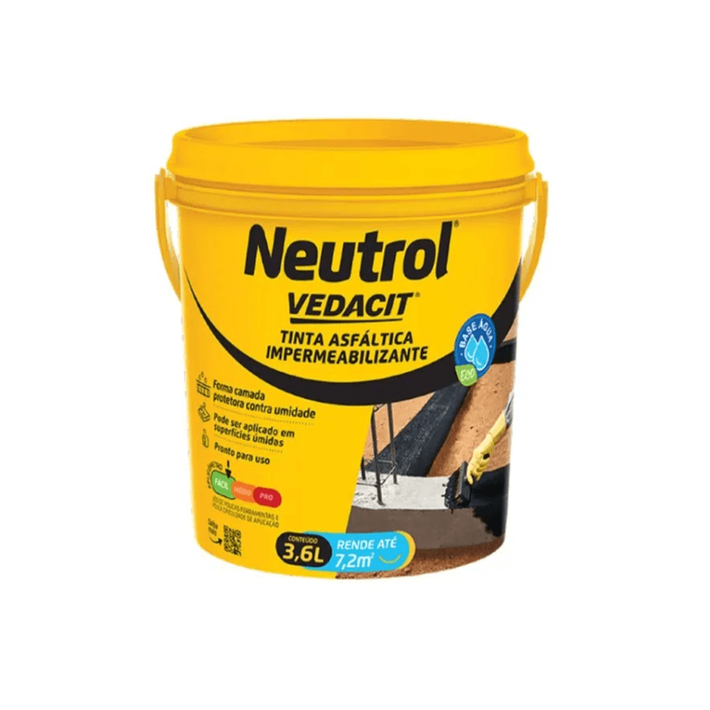 Neutrol Acqua Tinta Asfáltica Impermeabilizante Base Água 3.6 Litros ...